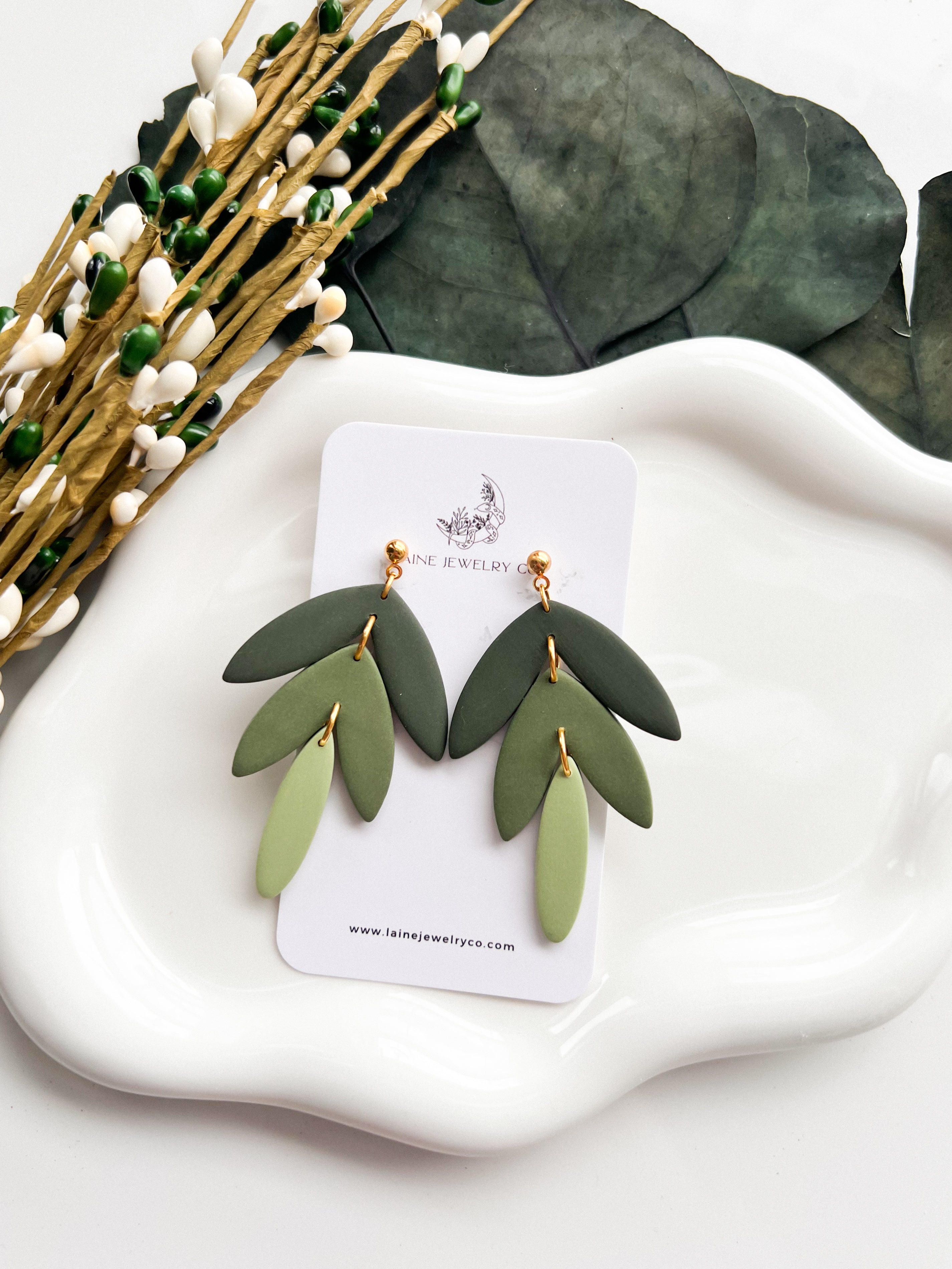 Green Ombre Leaves Stack – lainejewelryco